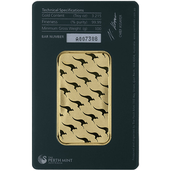 100 Gram Perth Mint Gold Bar (w/ Assay) | ITM Trading™.Buy Gold ...