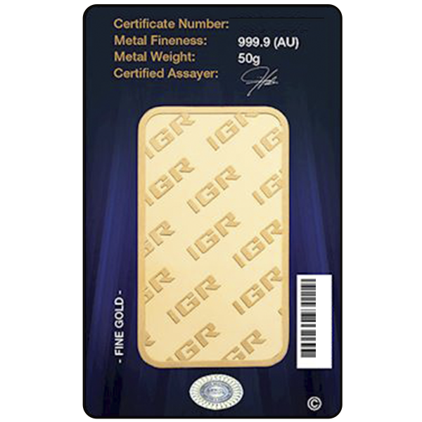 50 Gram Istanbul Gold Refinery IGR Gold Bar (w/ Assay) | ITM Trading ...